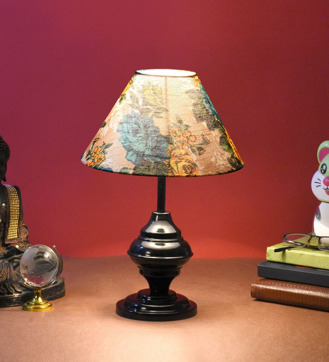 Buy Black Metal & Cotton Green & Yellow Colour Table Lamp at 68% OFF by ...
