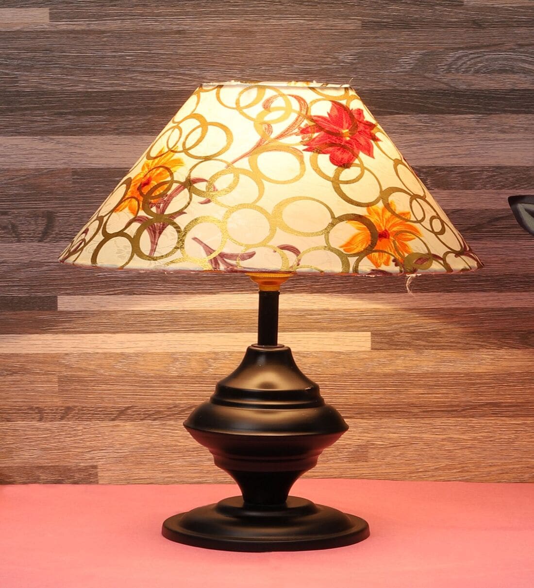 Buy Black Metal & Cotton Red & Yellow Colour Table Lamp at 71% OFF by ...