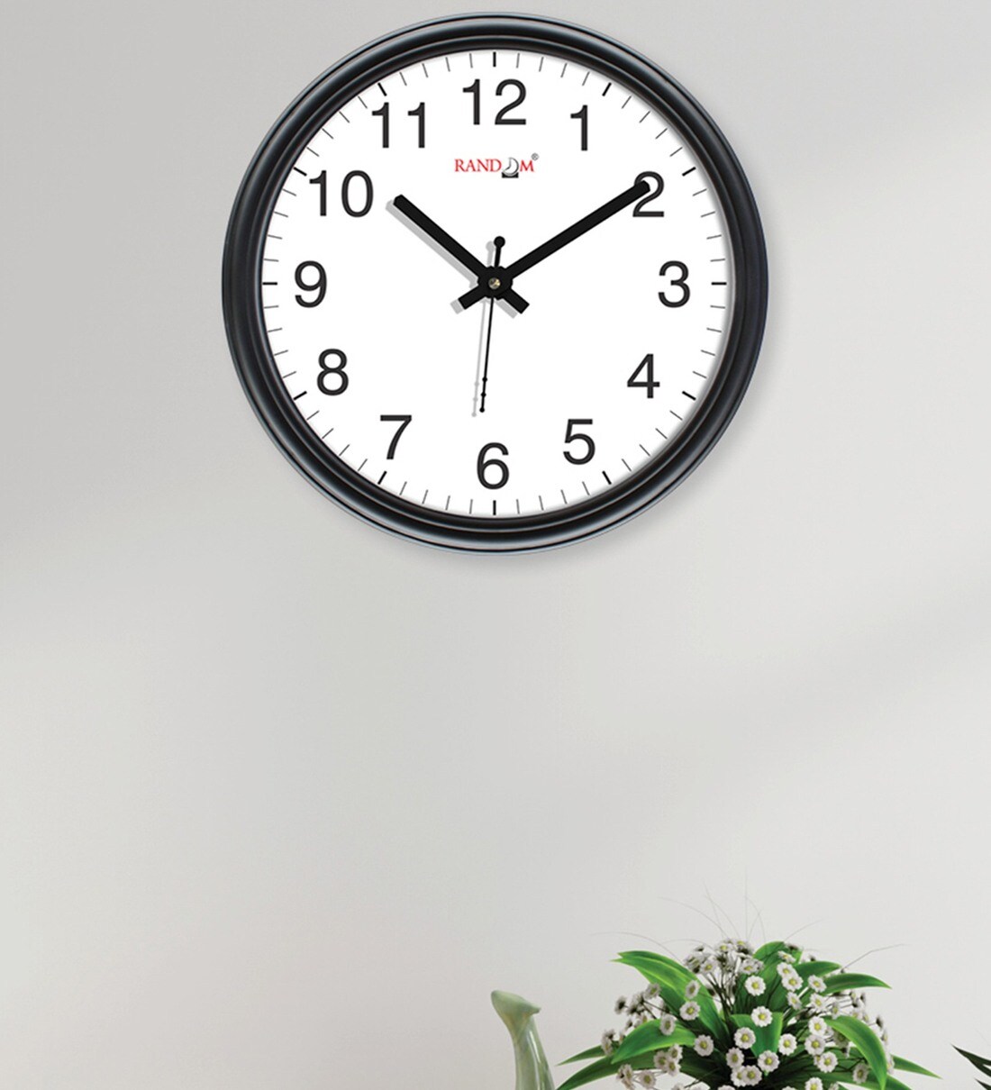 Buy Black Plastic 12-Inch Curve Calcium White (Quartz Movement) Wall ...