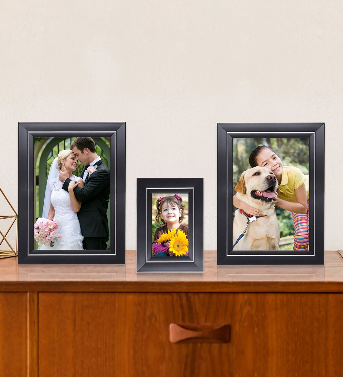 Buy Black Synthetic wood Set of 3 Table Photo Frame by Random at 39% ...