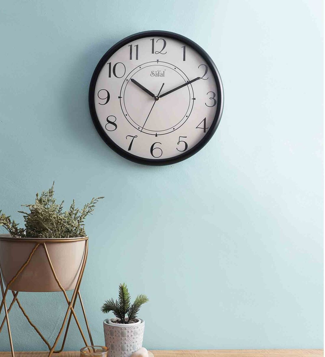 Buy Black Wooden Sleek Silent Sweep Mechanism Wall Clock at 17% OFF by ...