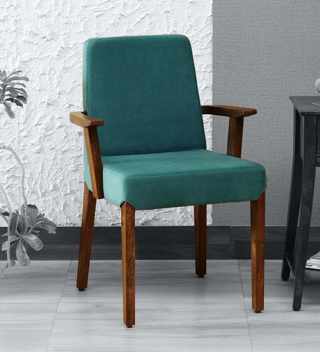 Buy Bilbao Fabric Arm Chair In Teak Finish Online - Arm Chairs - Chairs ...