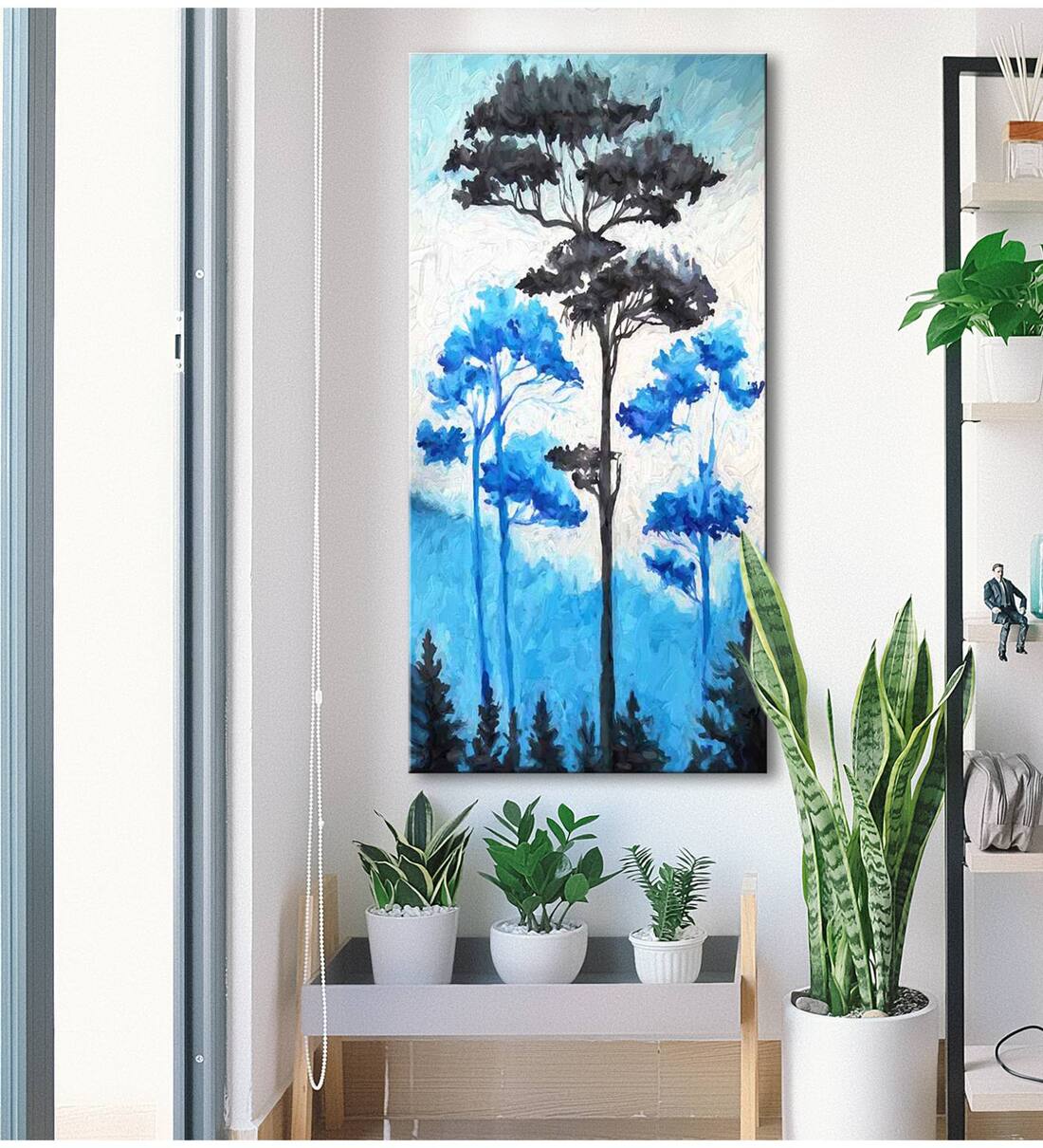 Buy Blue And Black Abstract Tree Modern Art Canvas Painting Tree ...