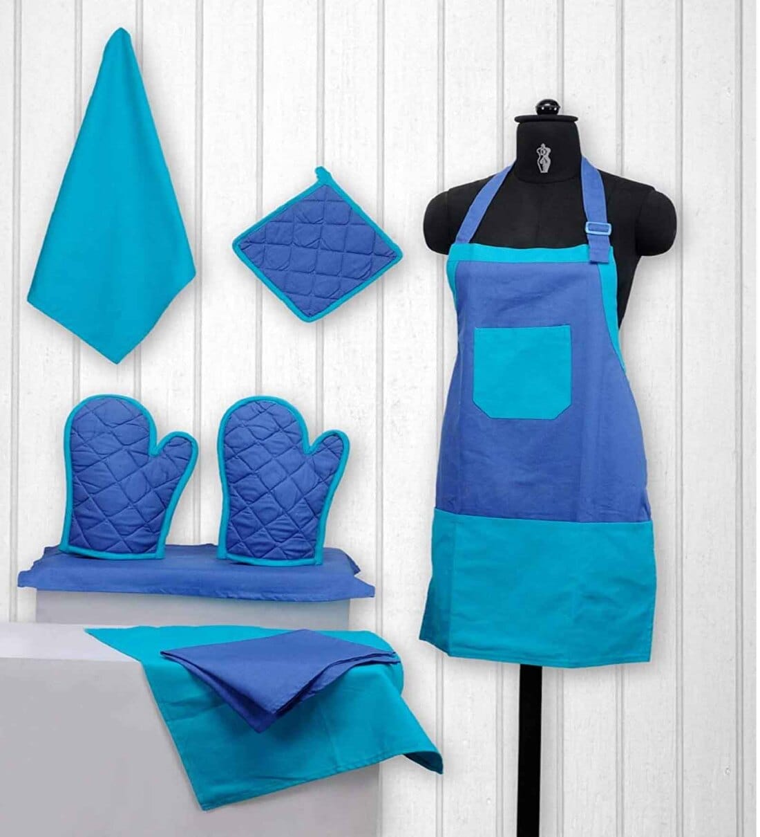 Buy Blue Cotton Kitchen Linen Set (8 Pieces) by Swayam at 56% OFF by ...