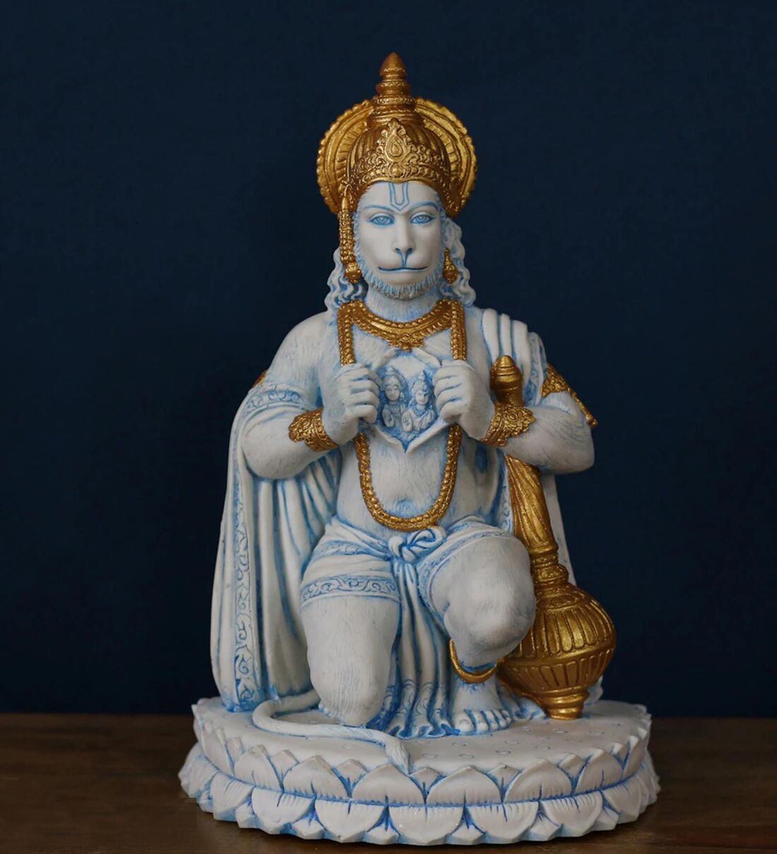 Buy Blue Marble Dust Shri Hanuman Sculpture By Yellow Verandah at 100% ...