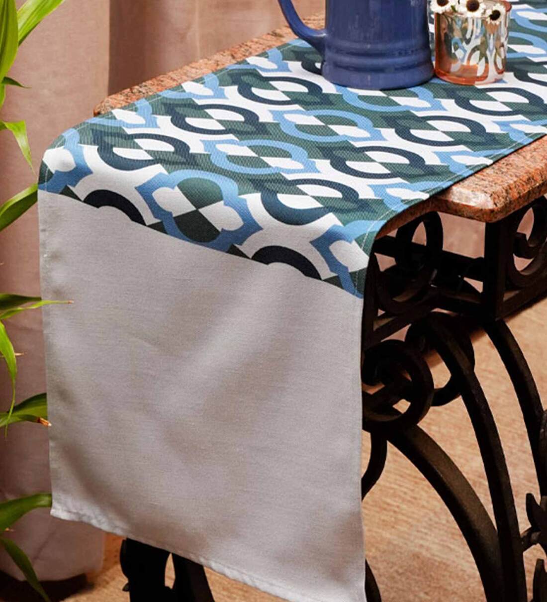 Buy Sibilance (12x84) Blue & White Polycanvas Table Runner at 46% OFF ...