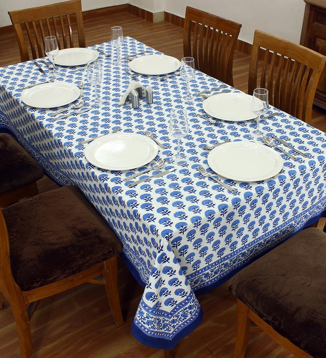 Buy Aviatrix (72x135) Blue & White Cotton Table Cloth at 100% OFF by ...