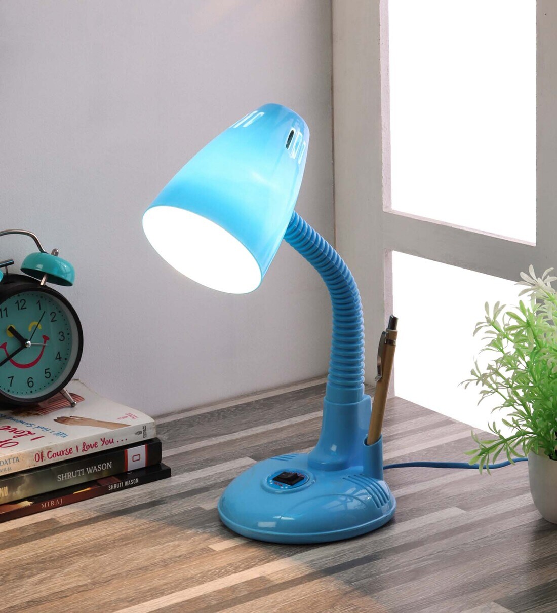 Buy Crisanto Blue Study Lamp With ABS Plastic Base By Beverly Studio ...