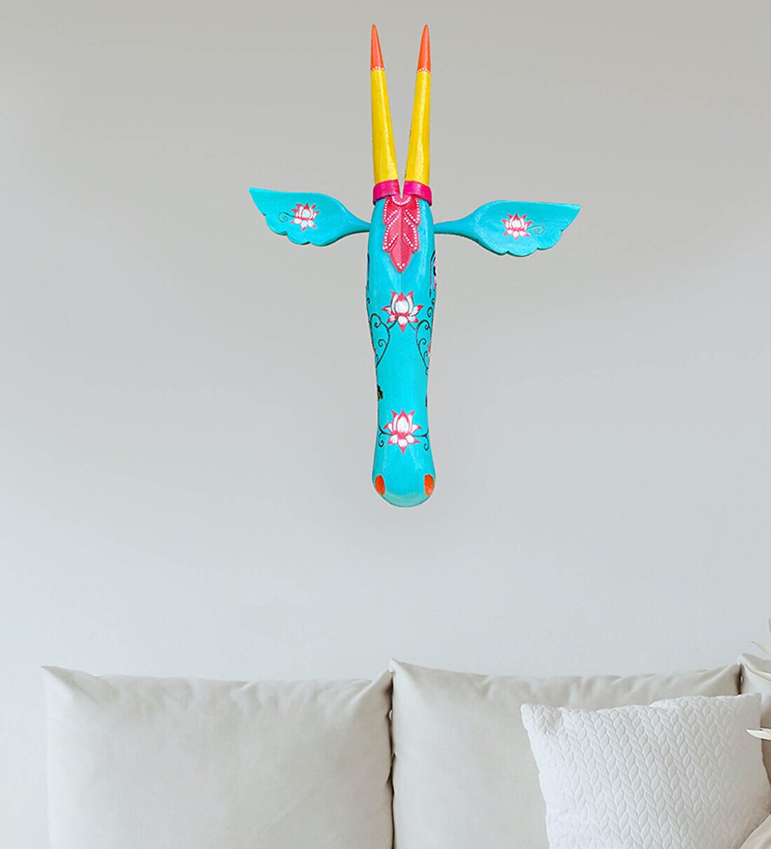 Buy Blue Wooden 18 Inch Cow Head By Craftooba Online - Faux Animal ...