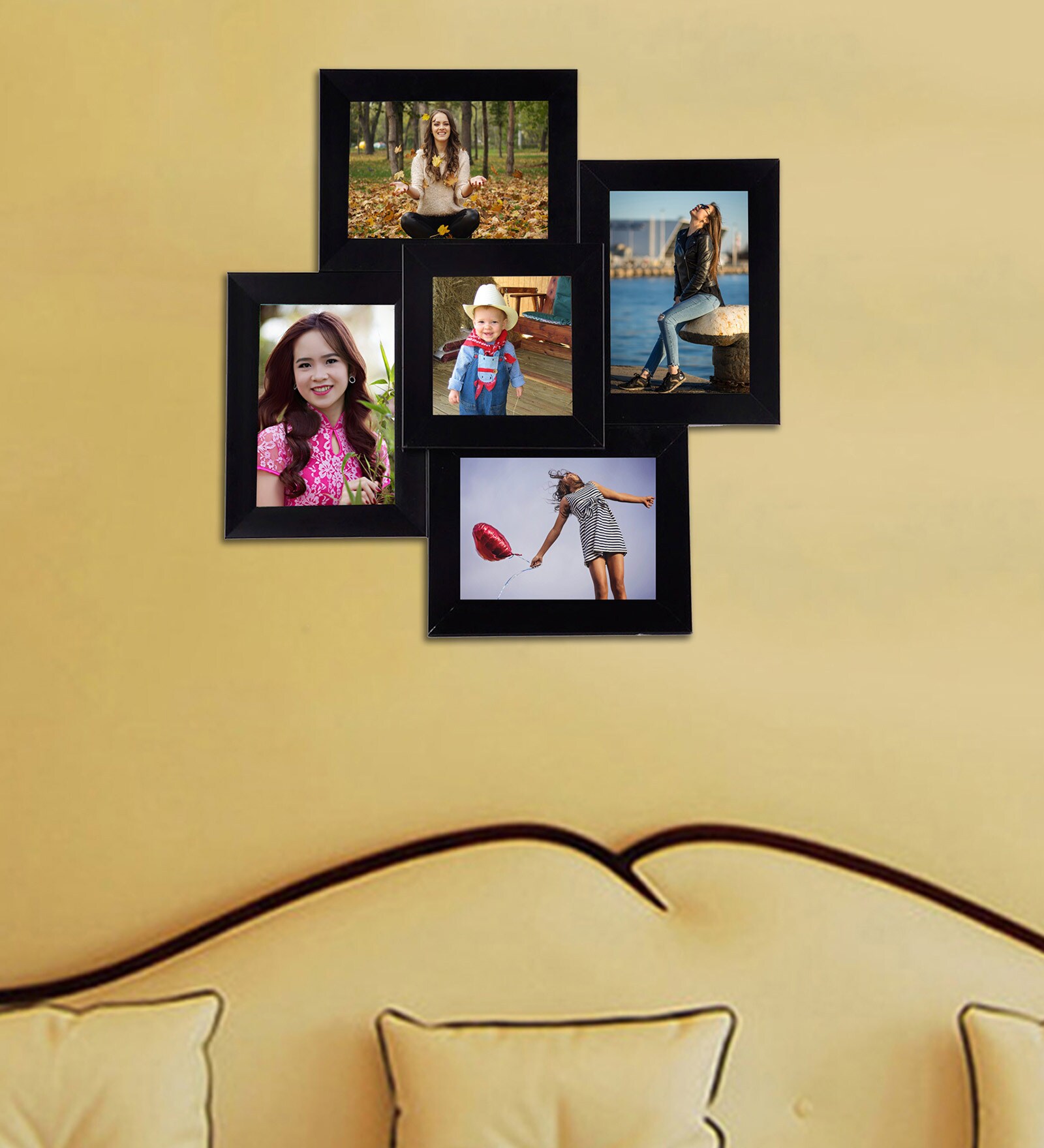 Buy Black Wood Wall Mounted Collage Photo Frames at 33% OFF by Wens ...