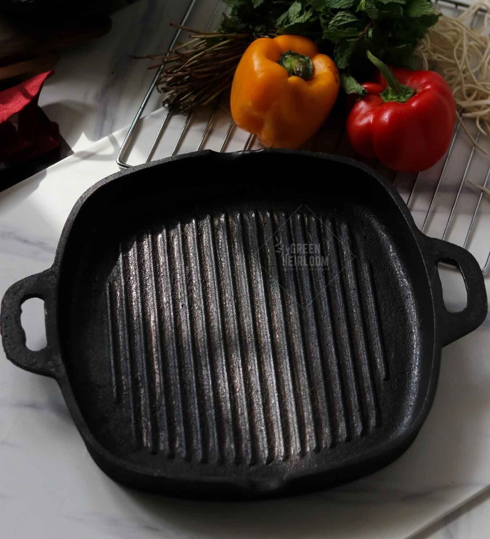 Buy Alpenglow 11 Inch Hard Anodised Black Cast Iron Grill Pan at 51% ...