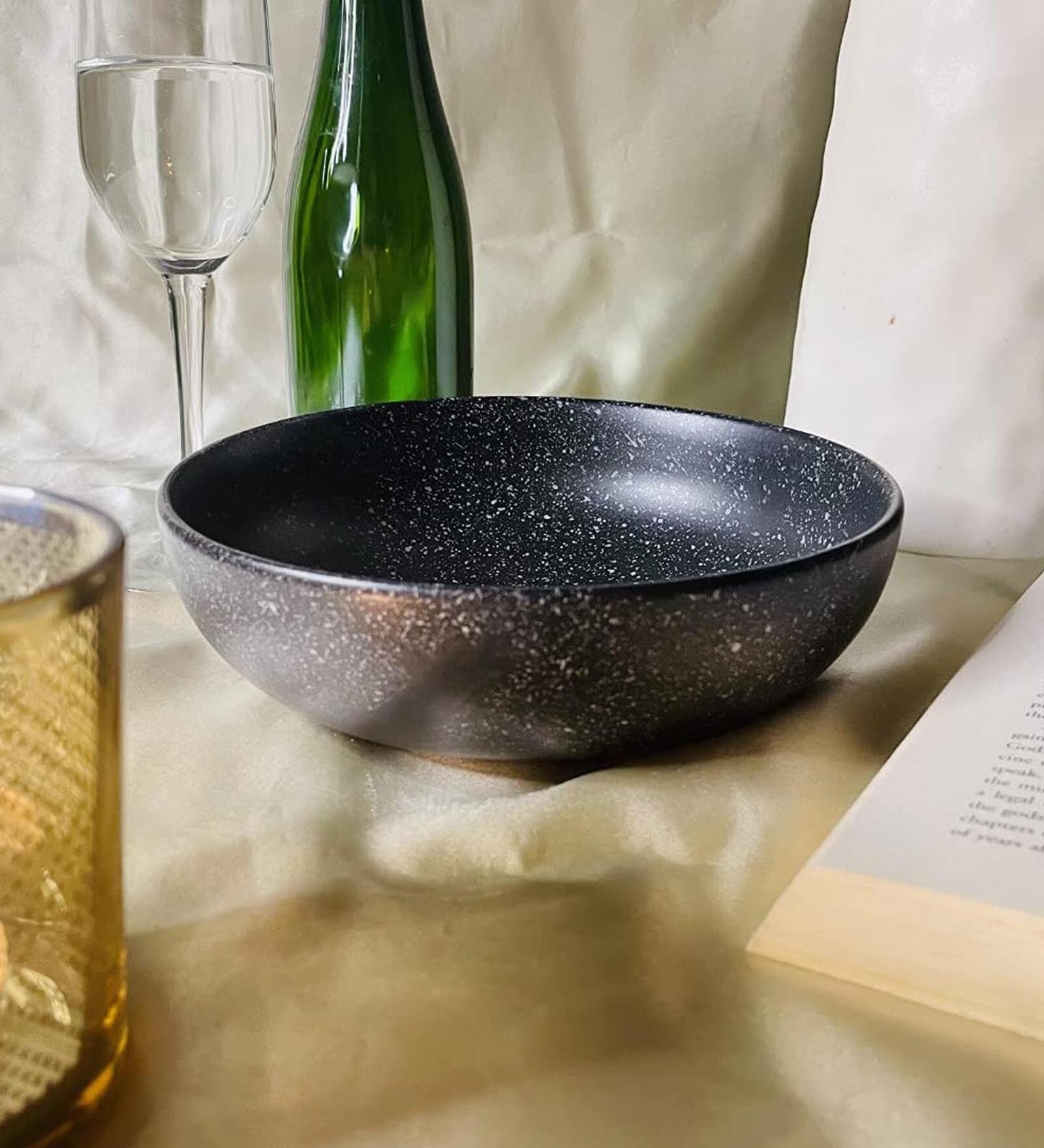Buy Sparkle 250ml Black Ceramic Dinner Bowl Online - Dinner Bowls ...