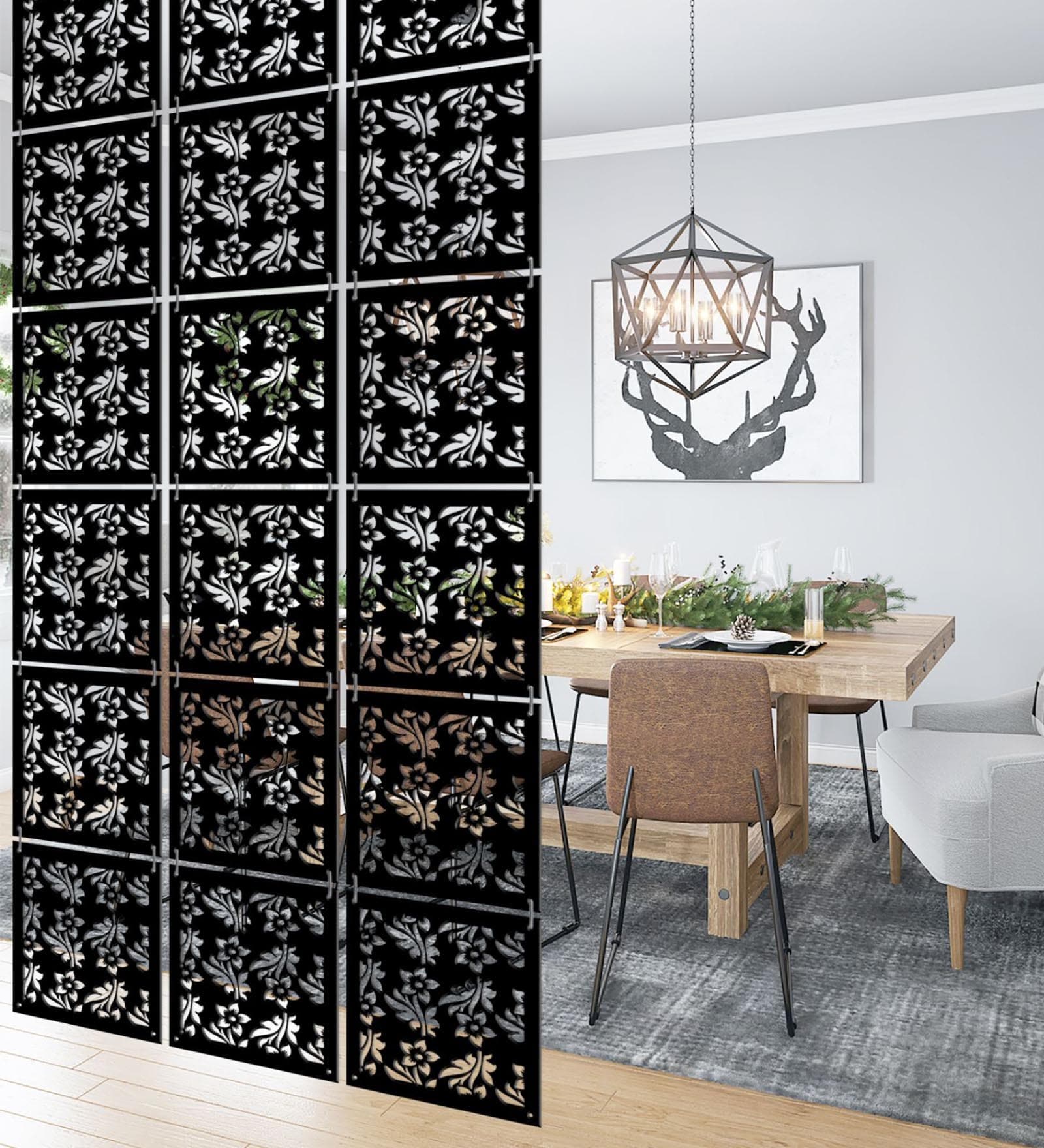 Buy Black Engineered Wood Set of 12 Blocks Hanging Screen & Dividers by ...