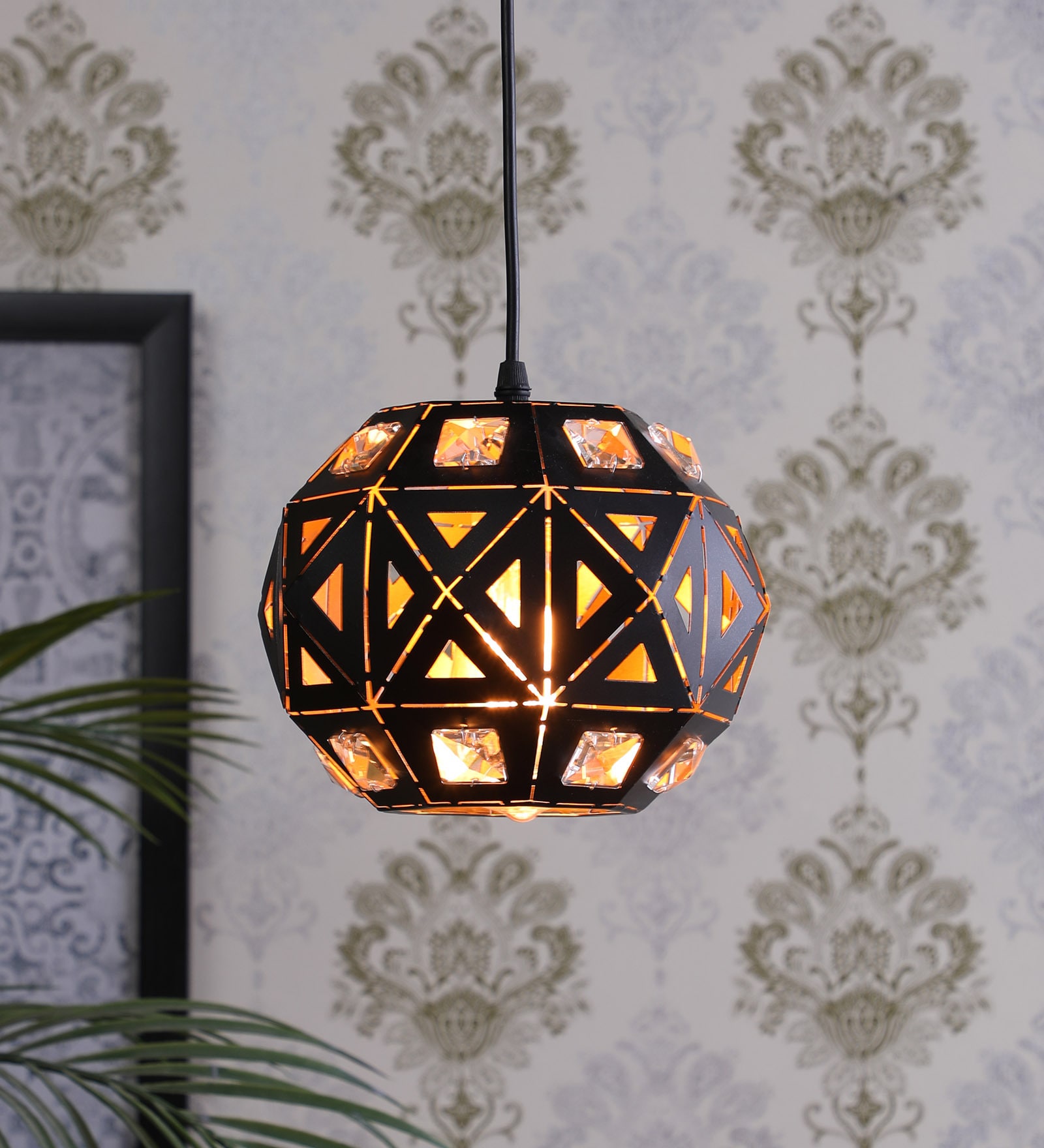 Buy Black Gold Mild Steel Single Hanging Light by Learc Designer ...