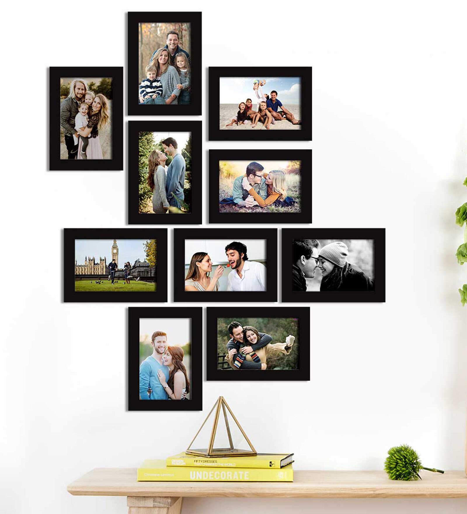 Buy Black Polyresin Individual Wade Set Of 10 Collage Photo Frames ...