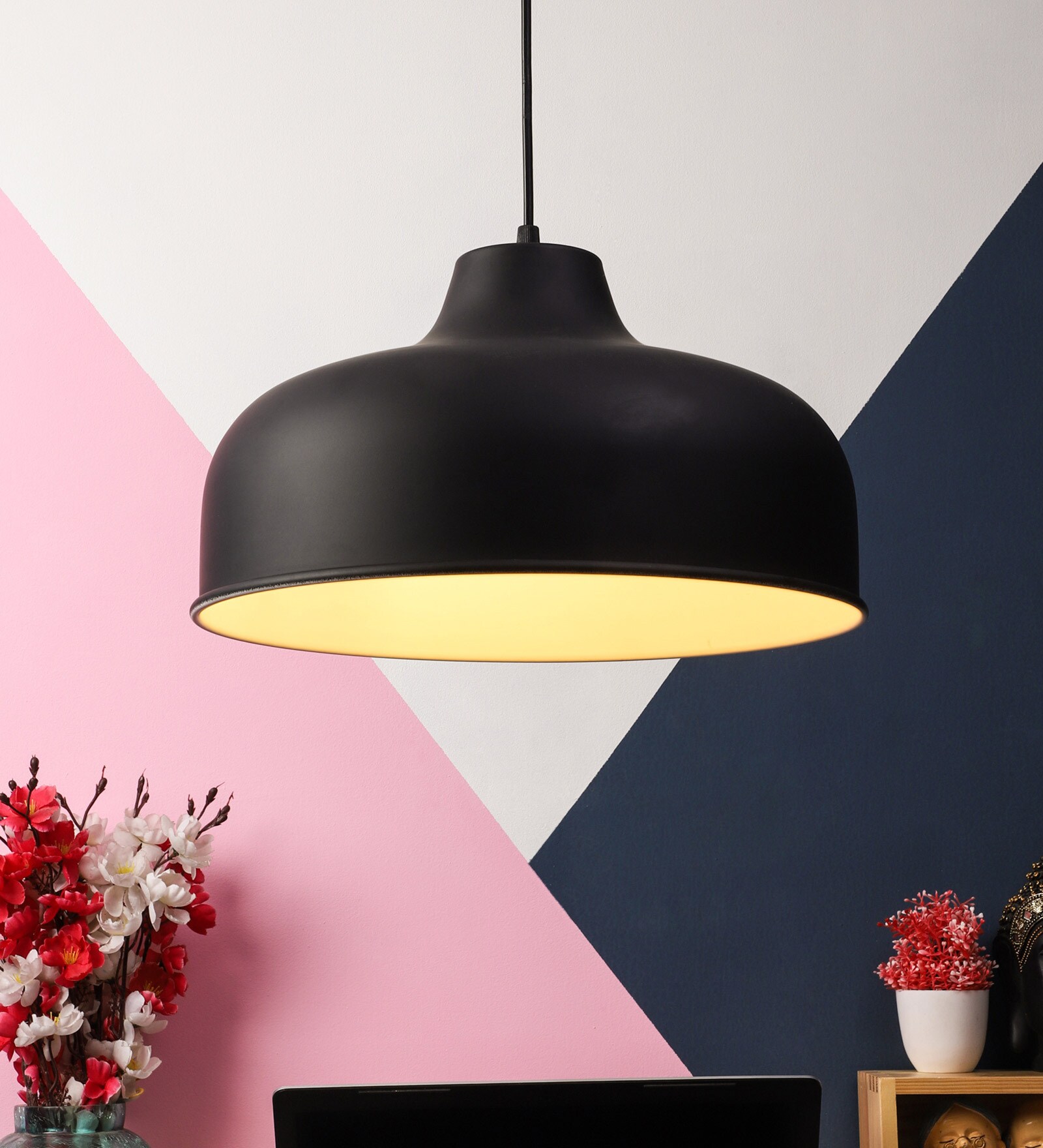 Buy Black Metal Single Hanging Light by Eliante by Jainsons Lights at ...