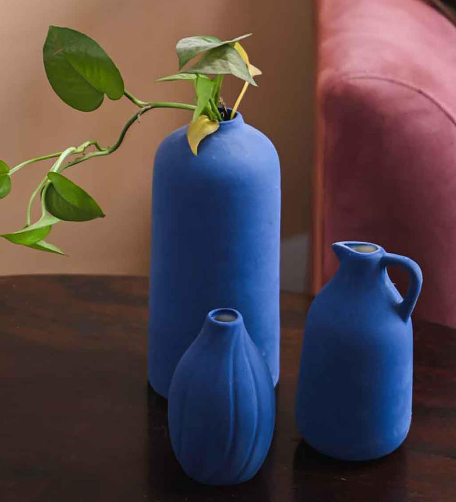 Buy Blue Ceramic Rhombus Table Vases at 53% OFF by Purezento | Pepperfry