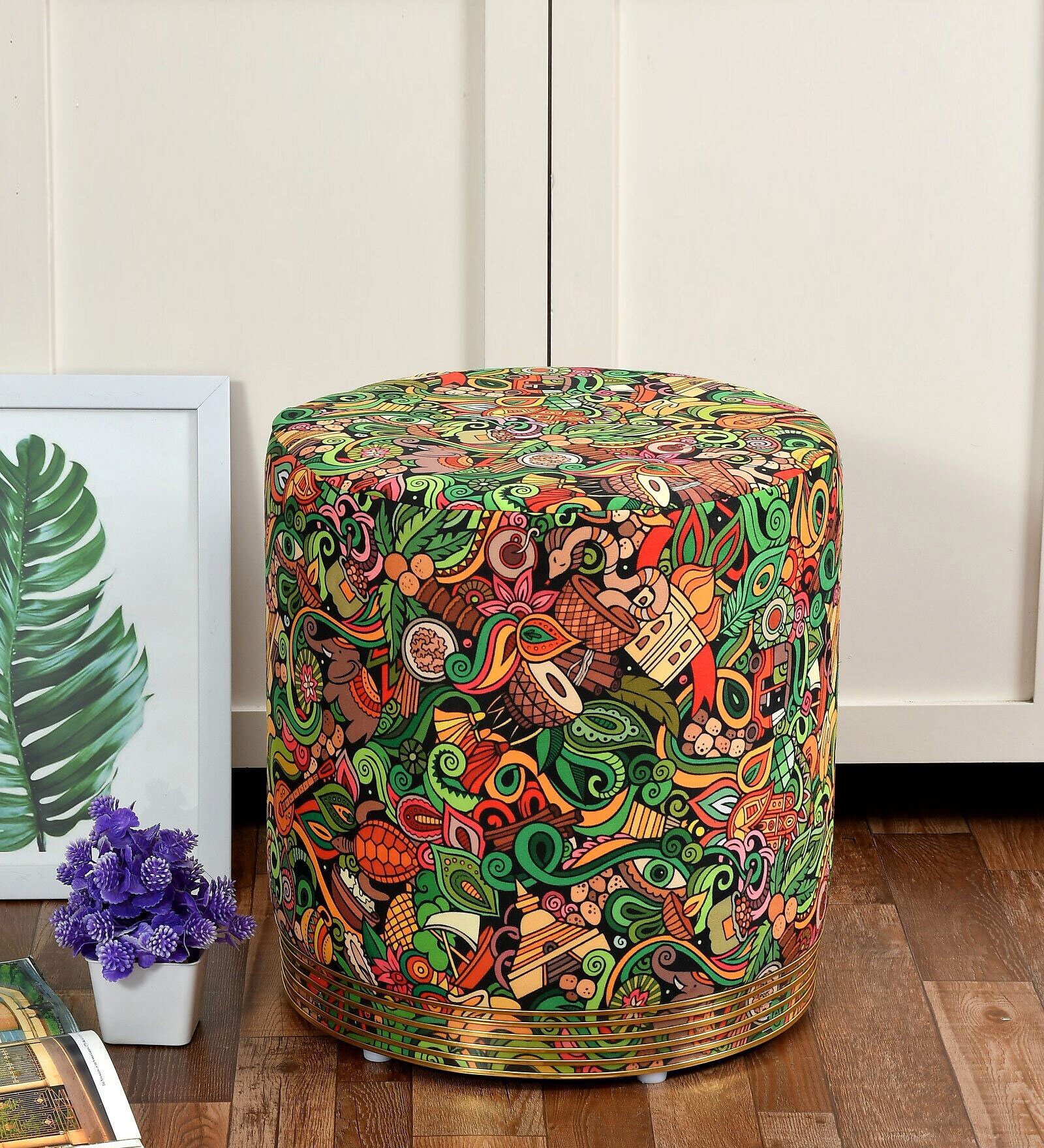 Buy Blue Velvet Pouffe in Multi Colour Online - Pouffes - Pouffes ...