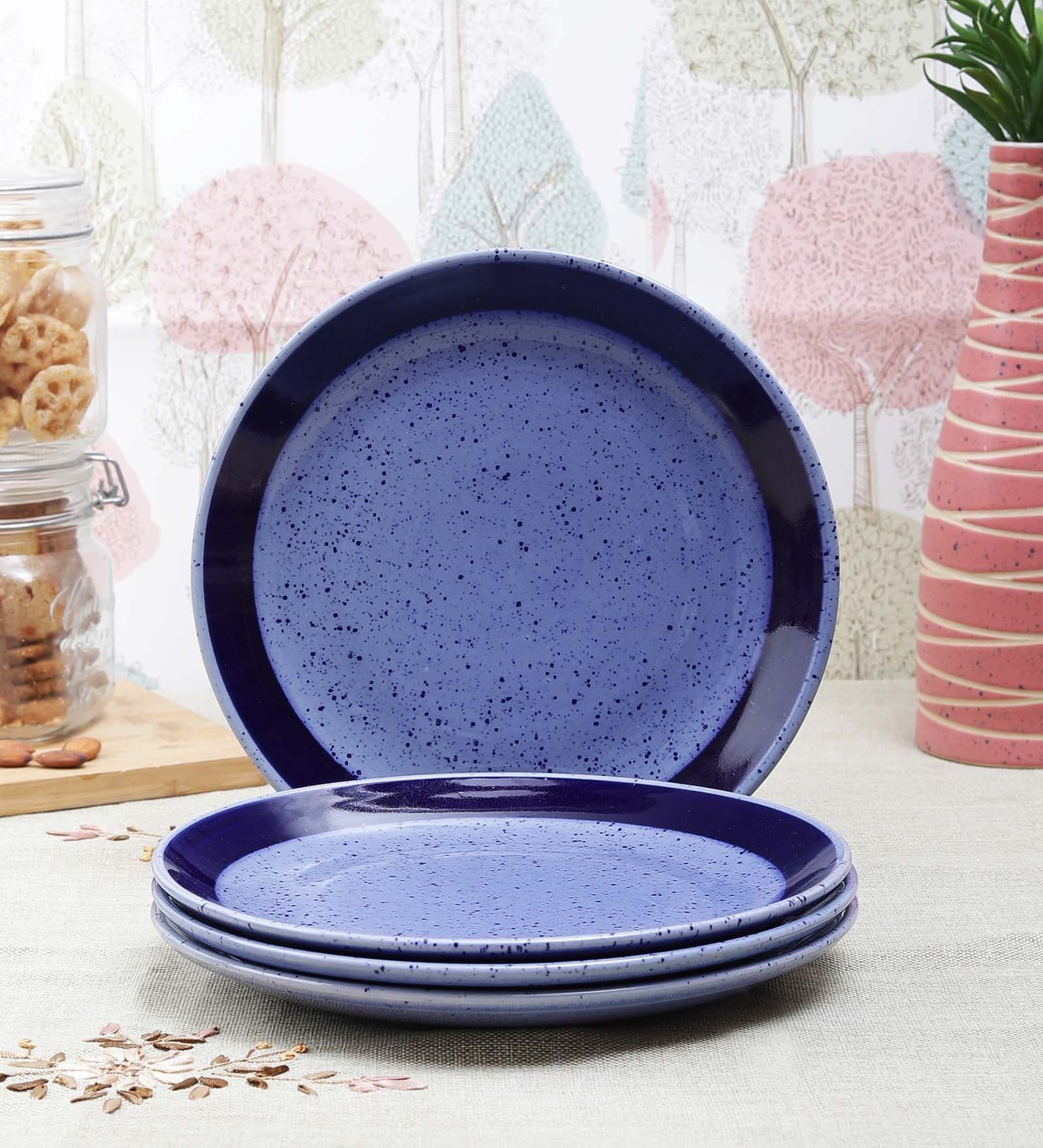 Buy Blue Marble Ceramic Dinner Full Plates - Set of 4 by VarEesha ...