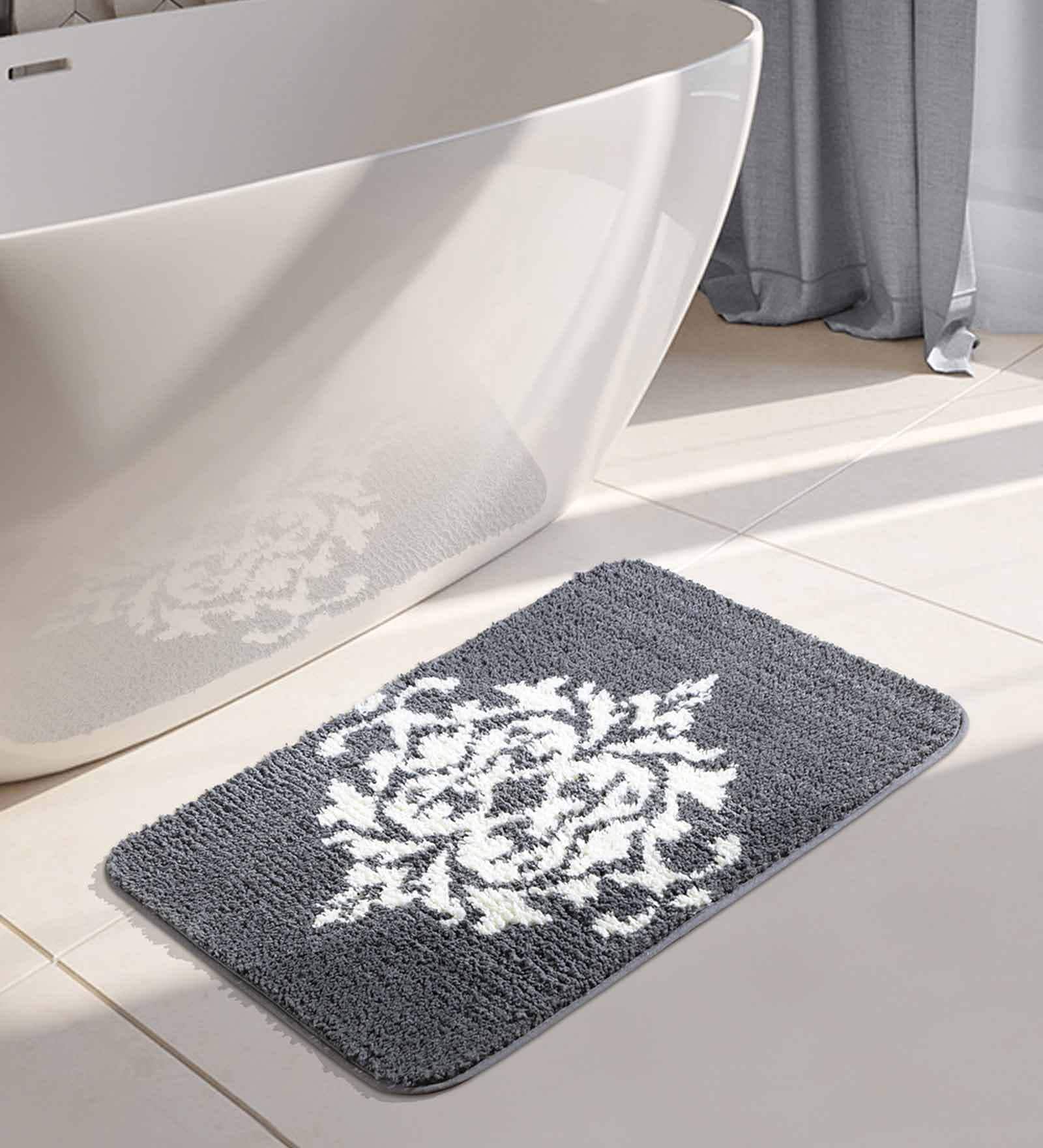 Buy Blue Traditional Polyester 28x20 Inches AntiSkid Bath Mat by ...