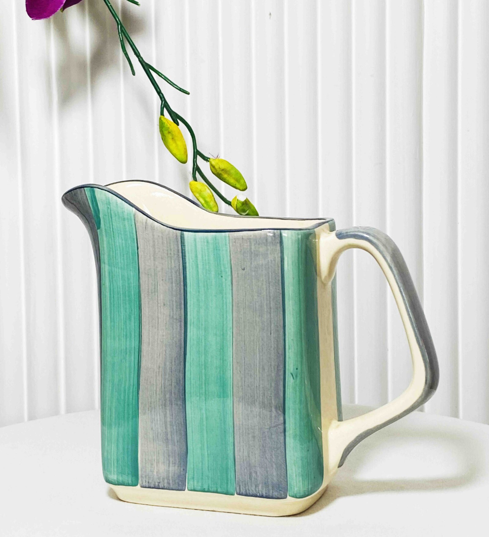 Buy Bonnet 600ml Blue & Green Ceramic Water Jug Online - Jugs - Kitchen ...
