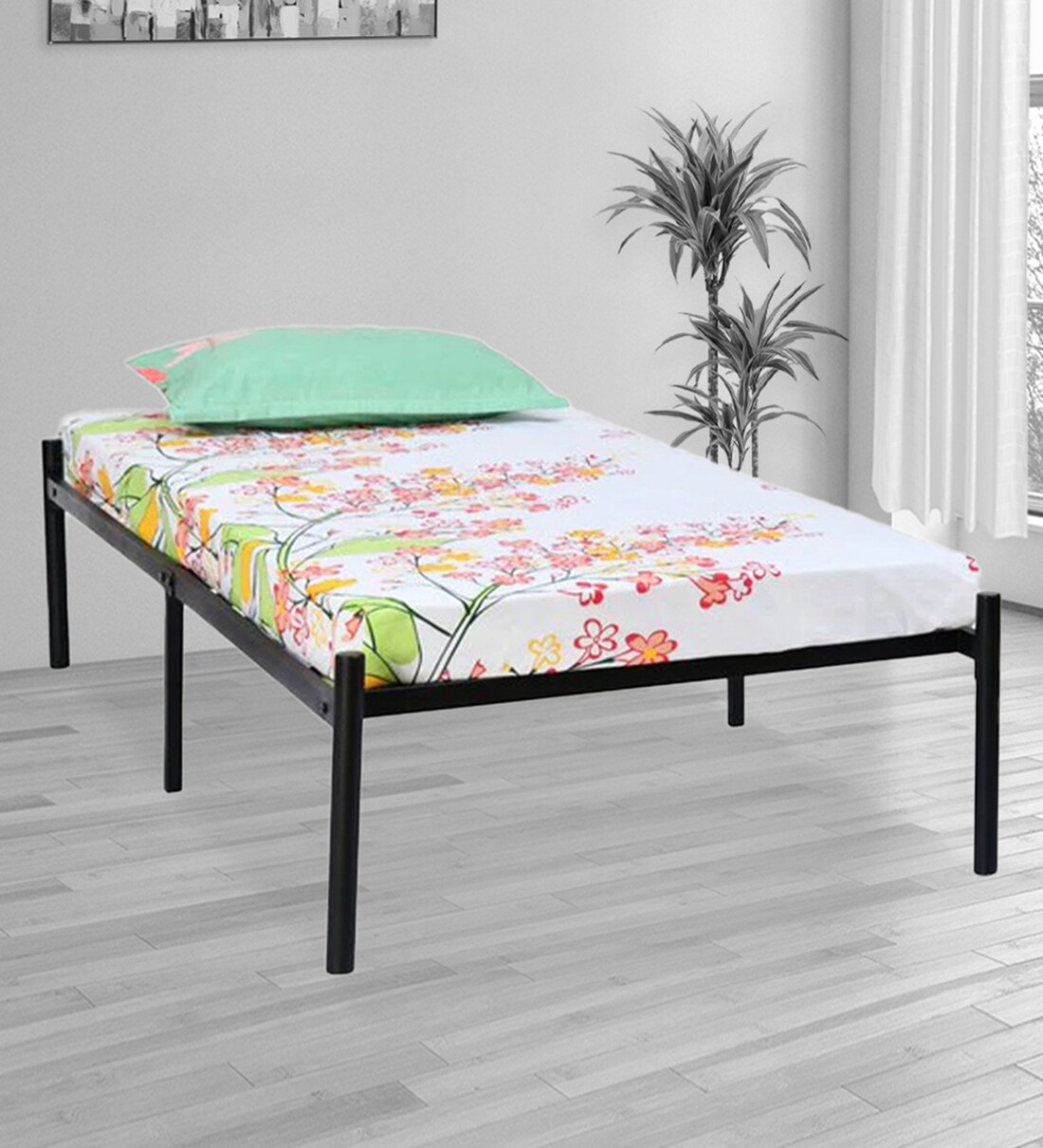 Buy Brawny Metal 1 Bed in Black Colour at 24% OFF by Nilkamal | Pepperfry