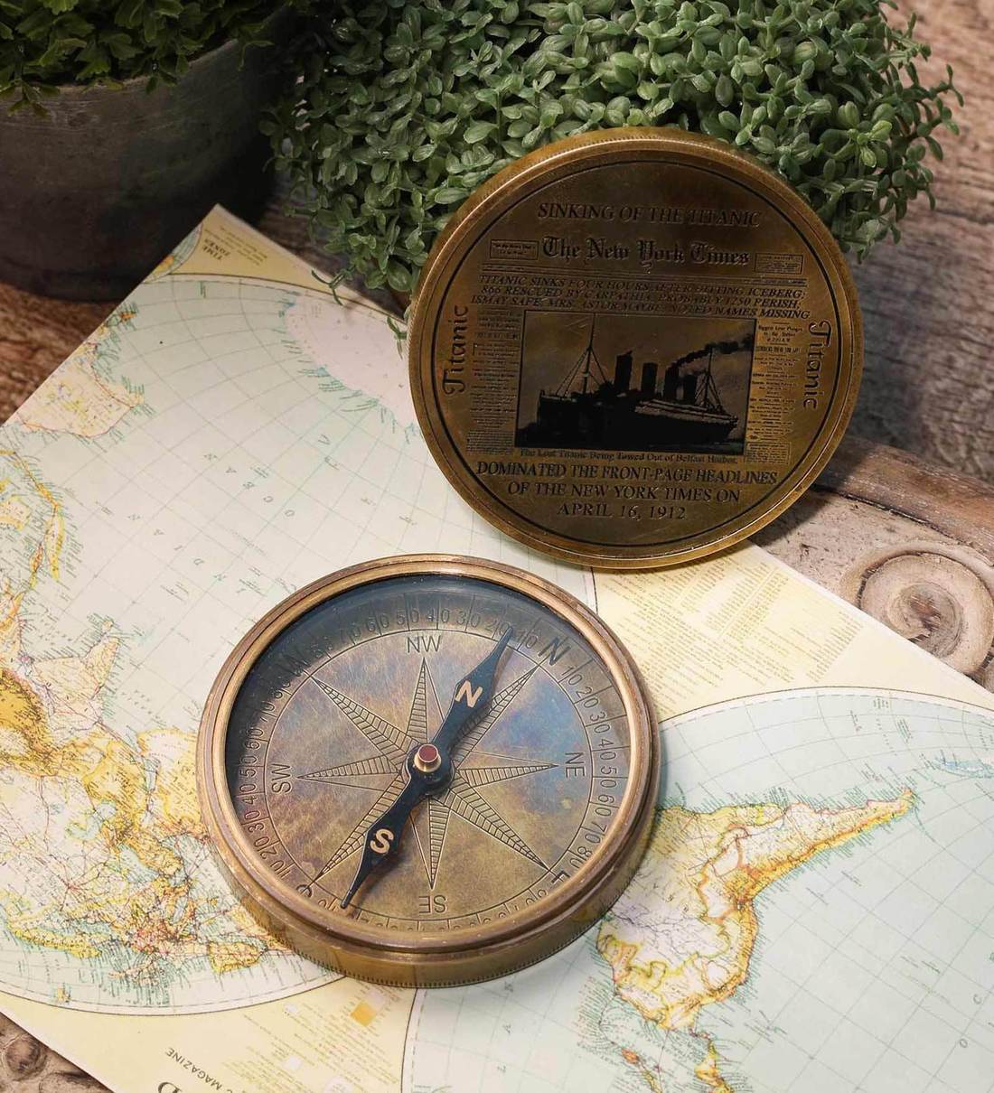 Buy Brown Brass Titanic Compass 3.5 Online - Compasses - Nautical Decor ...