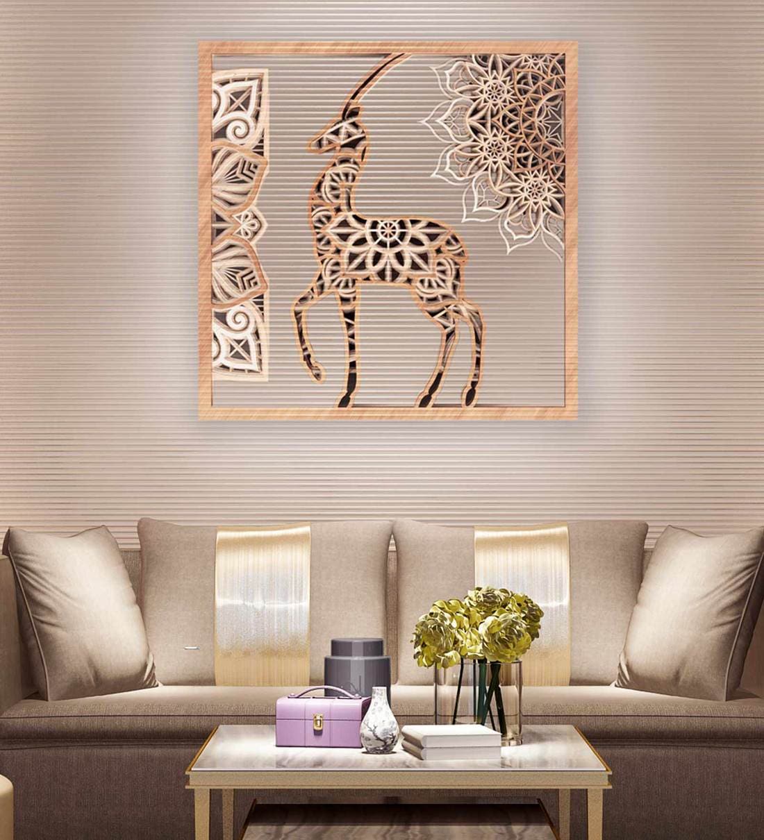Buy Brown Deer Pine Wood Wall Art By Design IT Ezy Online - Wooden Wall Art - Wall Art - Home ...