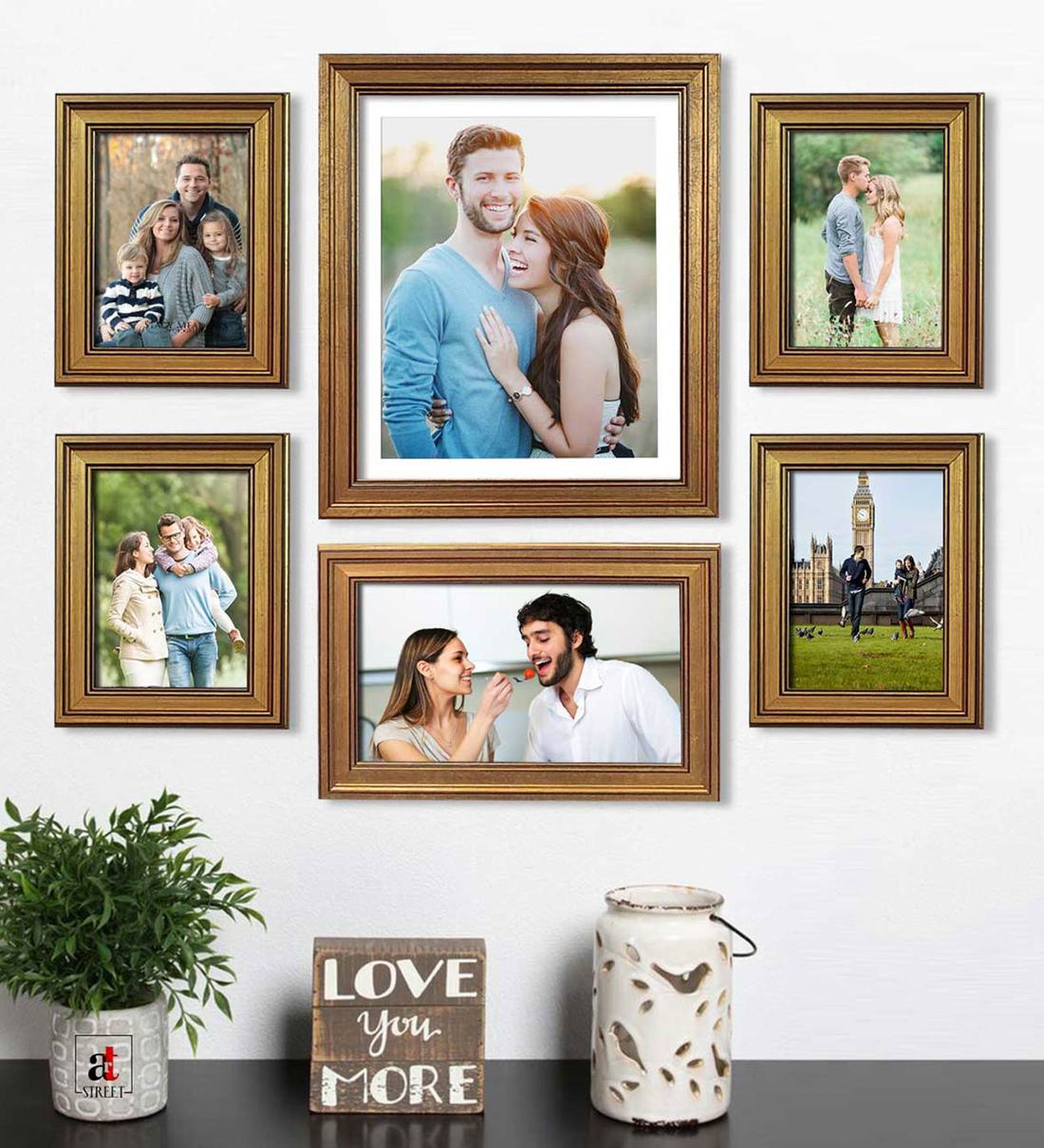 Buy Brown Polyresin Individual Natalie Set Of 6 Collage Photo Frames ...