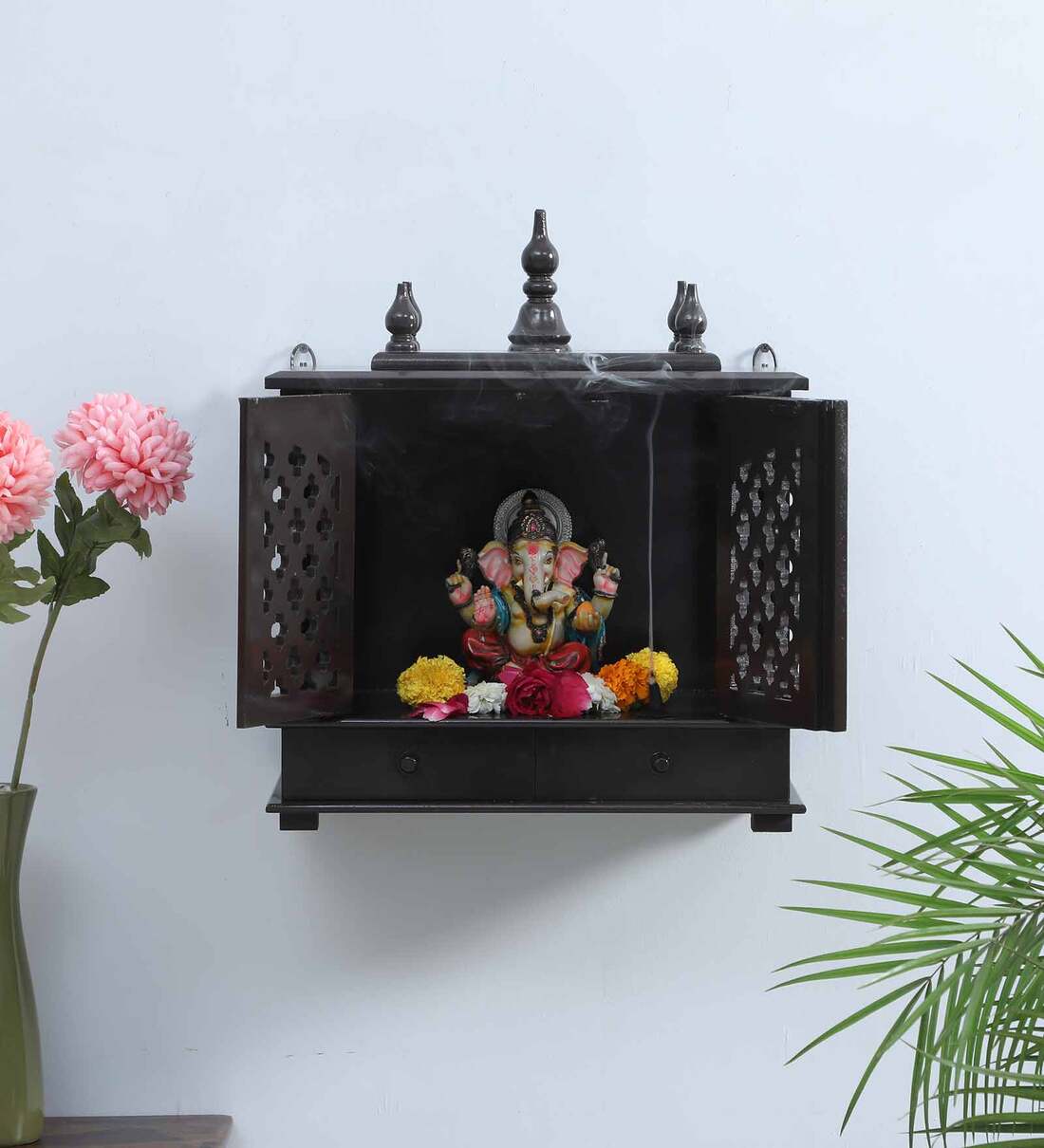 Buy Brown Mdf & Wood Painted Temple With Doors & 2 Drawers at 32% OFF ...