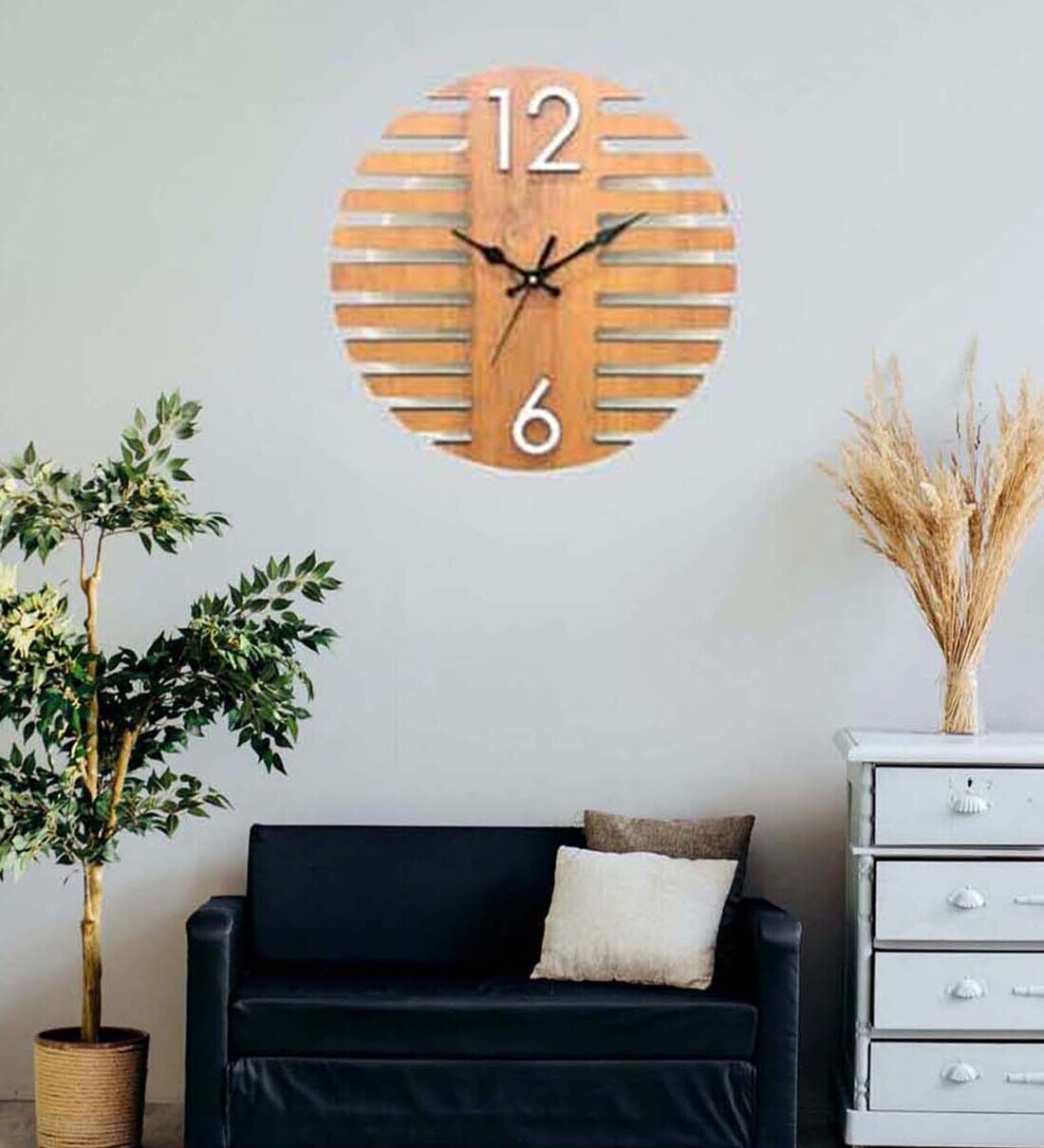 Buy Brown Wooden Stylish Wall Clock Online - Modern Wall Clocks ...