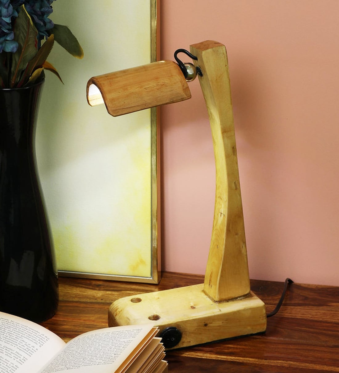 Buy Brown Shade Study Lamp with Wood Base by Aim An Hedge Enterprises ...