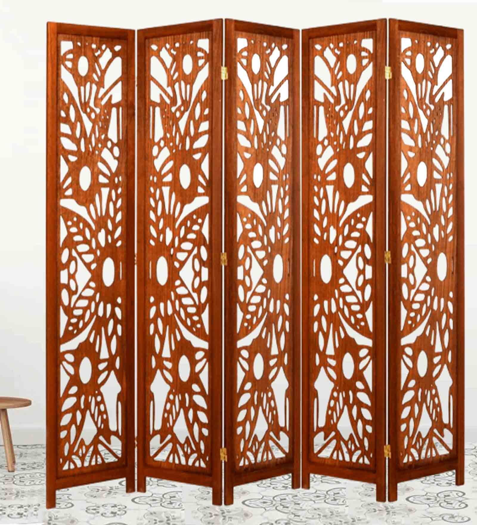 Buy Brown Mango Wood Sanna And Mdf Handmade Room Dividers (Set Of 5) at ...