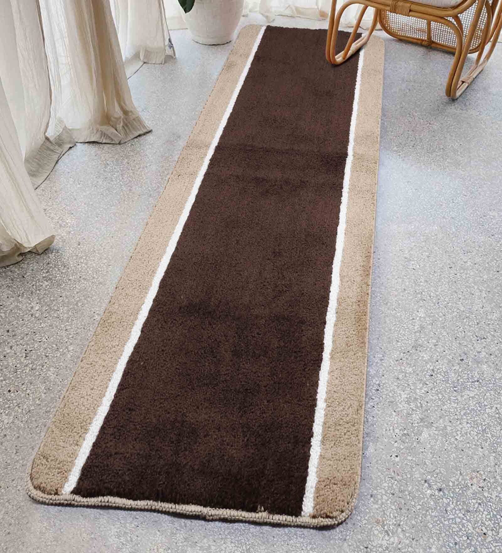 Buy Brown Microfibre 55 x 24 Inches Machine Made Floor Runner by Saral ...