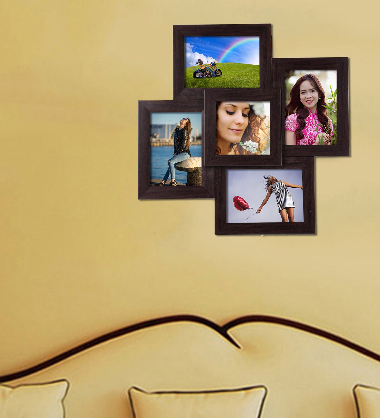 Buy Brown Solid Wood Aubrey Wall Mounted Collage Photo Frames at 33% ...