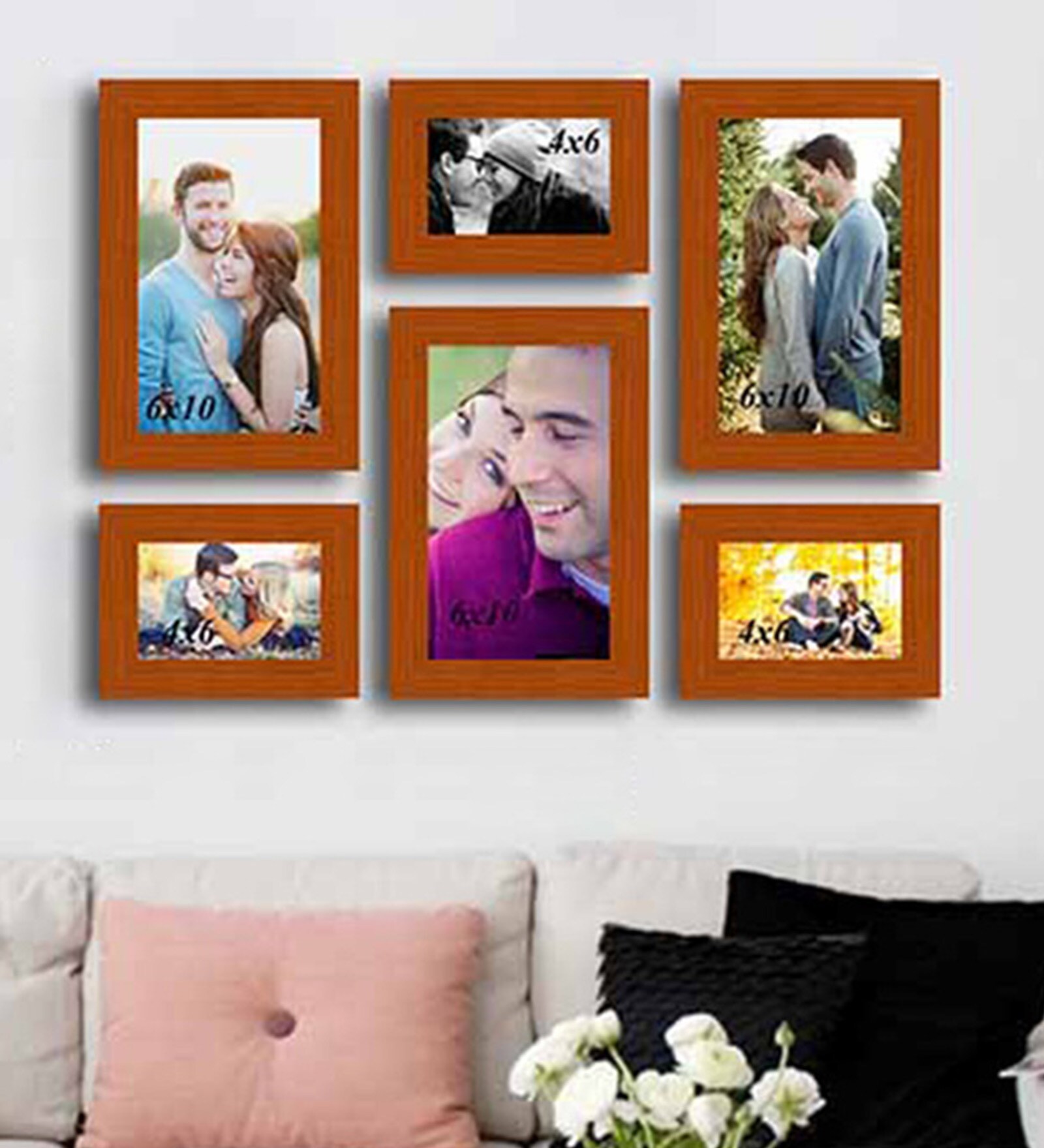 Buy Brown Synthetic Wood wall photo frame set of 6 By Art Street at 42% ...