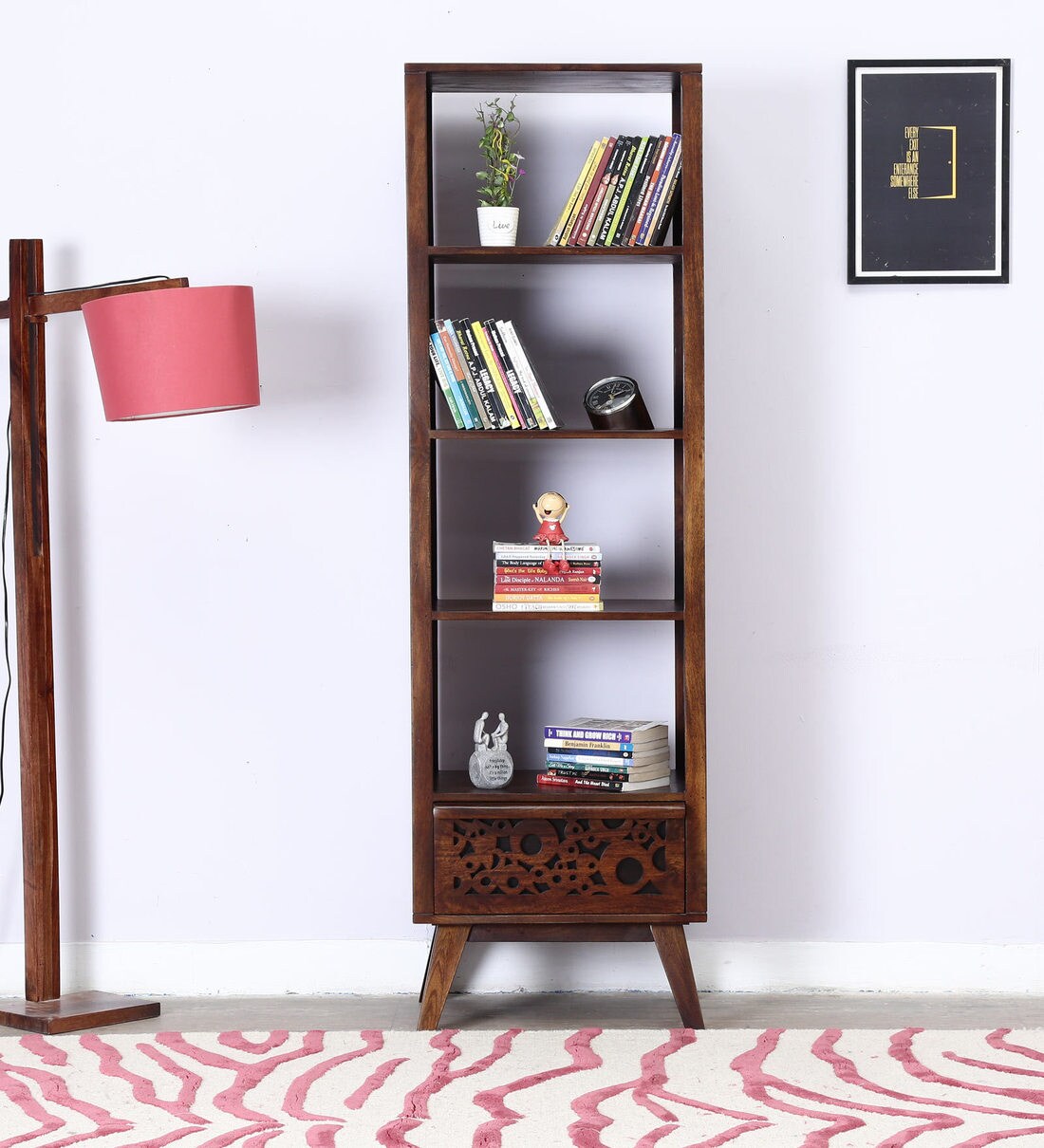 Buy Cheney Solid Wood Book Shelf in Provincial Teak Finish Online ...