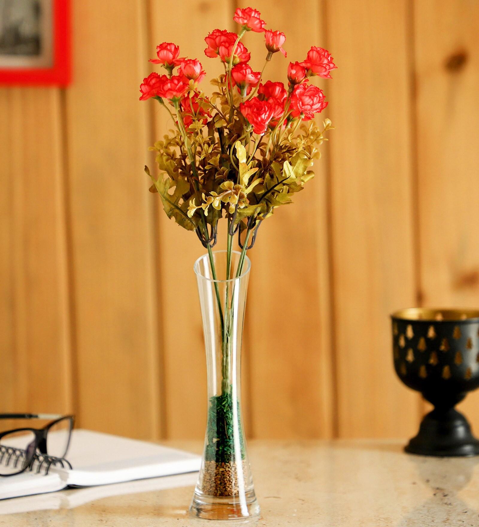 Buy Carnation Red Plastic Flower bunch without pot by Ferns N Petals ...