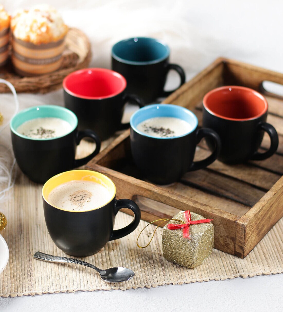 Buy Lazuli 180ml Black Ceramic (Set of 6) Coffee Mug at 29% OFF by Cdi ...