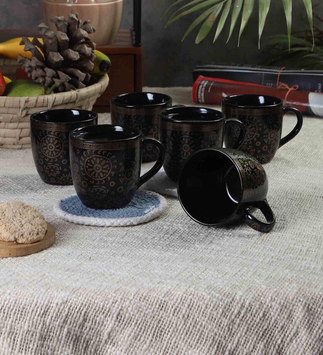 Buy 200ML Black Ceramic (Set of 6) Mugs at 59% OFF by Cdi | Pepperfry