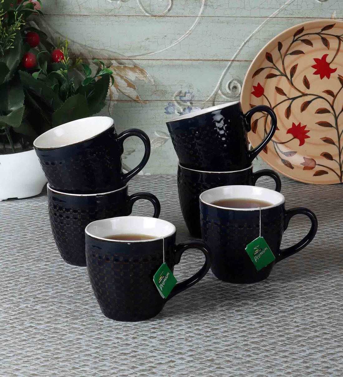 Buy 150 ML Blue Ceramic (Set of 7) Cups at 59% OFF by Cdi | Pepperfry