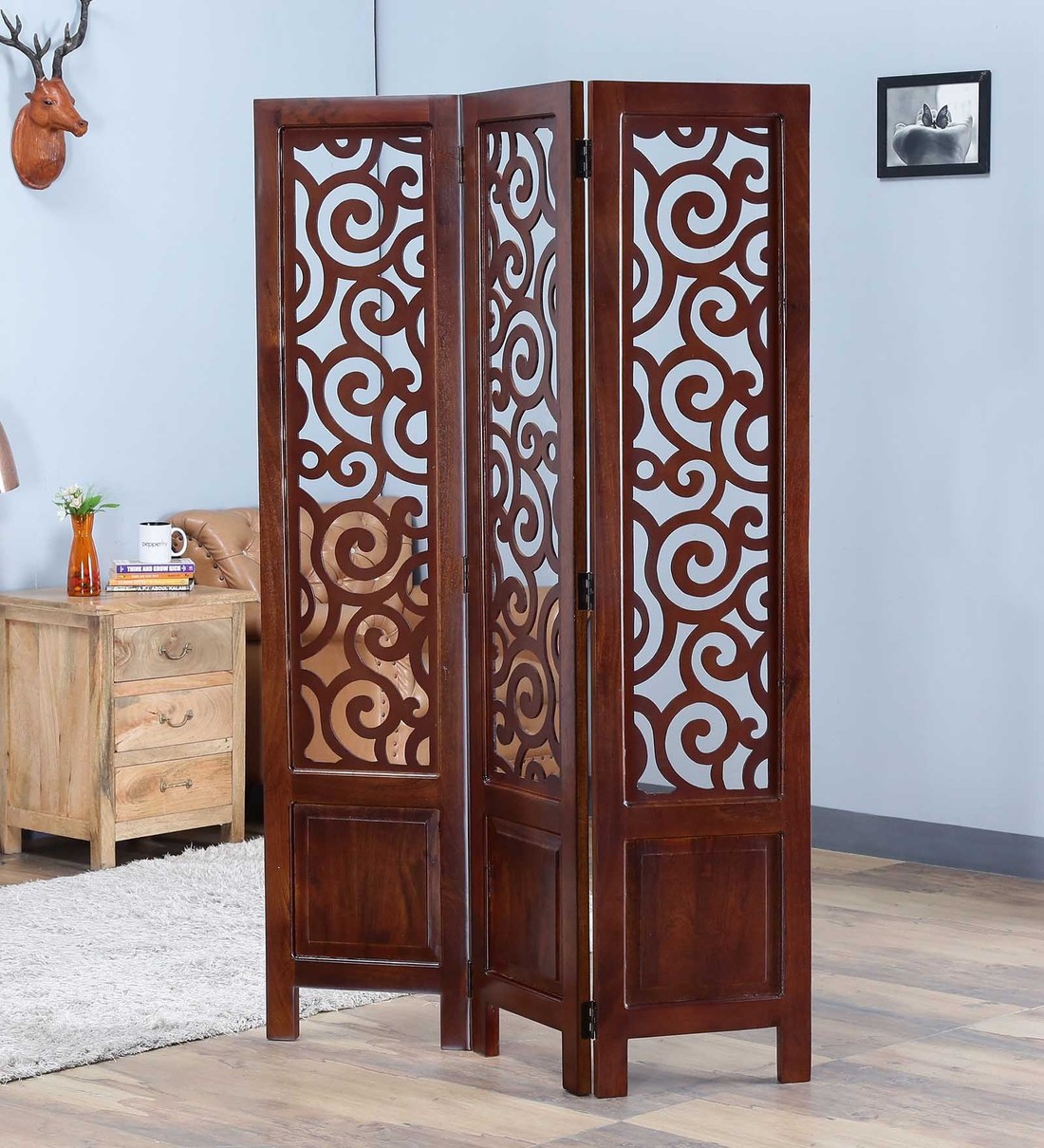 Buy Solid Wood Room Divider in Brown Colour by Furniselan at 66% OFF by ...