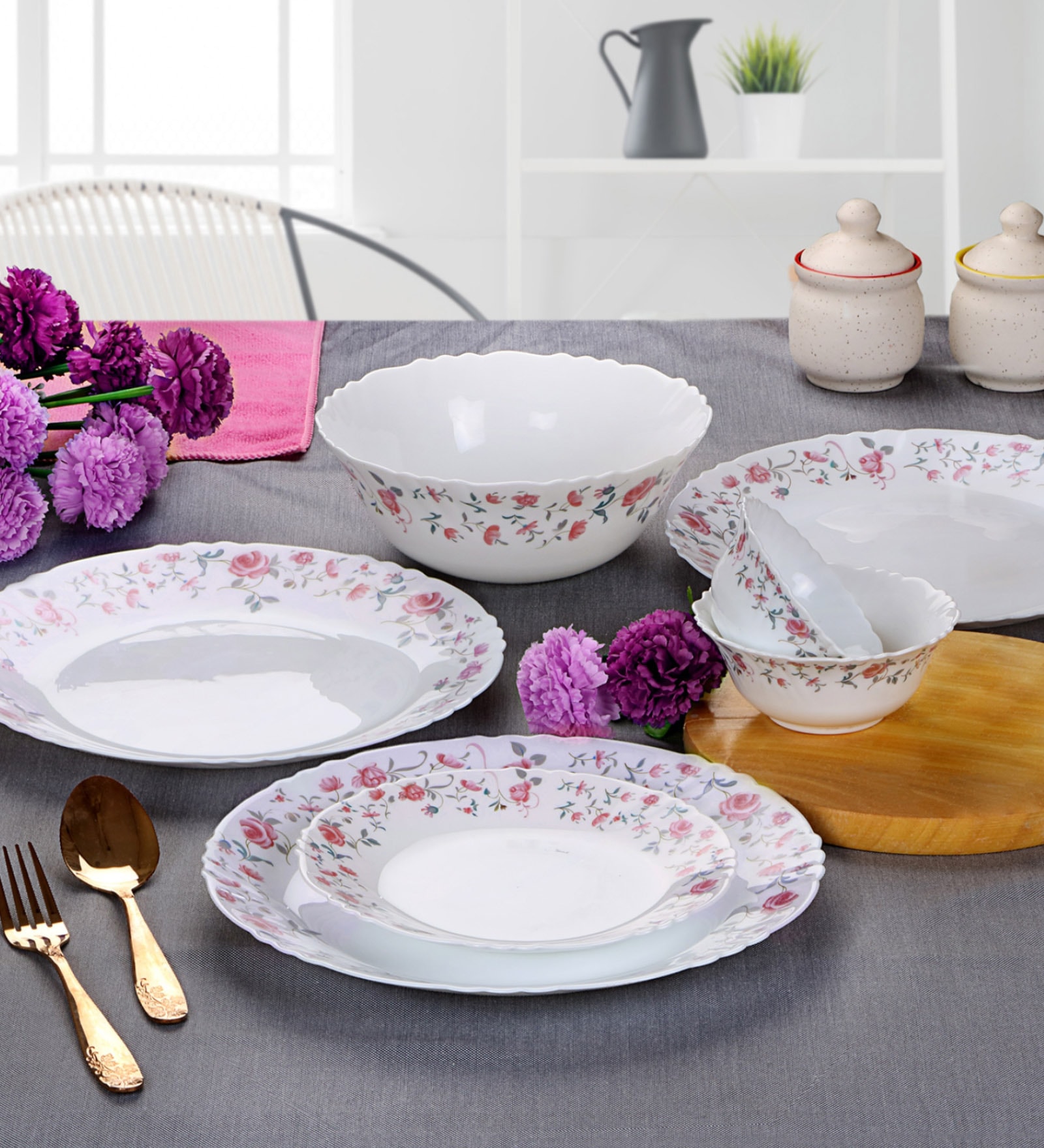 Buy Imperial Rose Fantasy Opalware Dinner Set - 27 Pieces By Cello ...