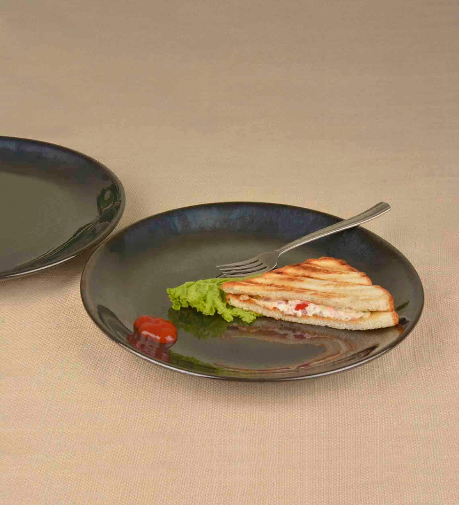 Buy Ceramic The Luxe Hand Glazed Dinner Serving Plates Set of 4 By ...