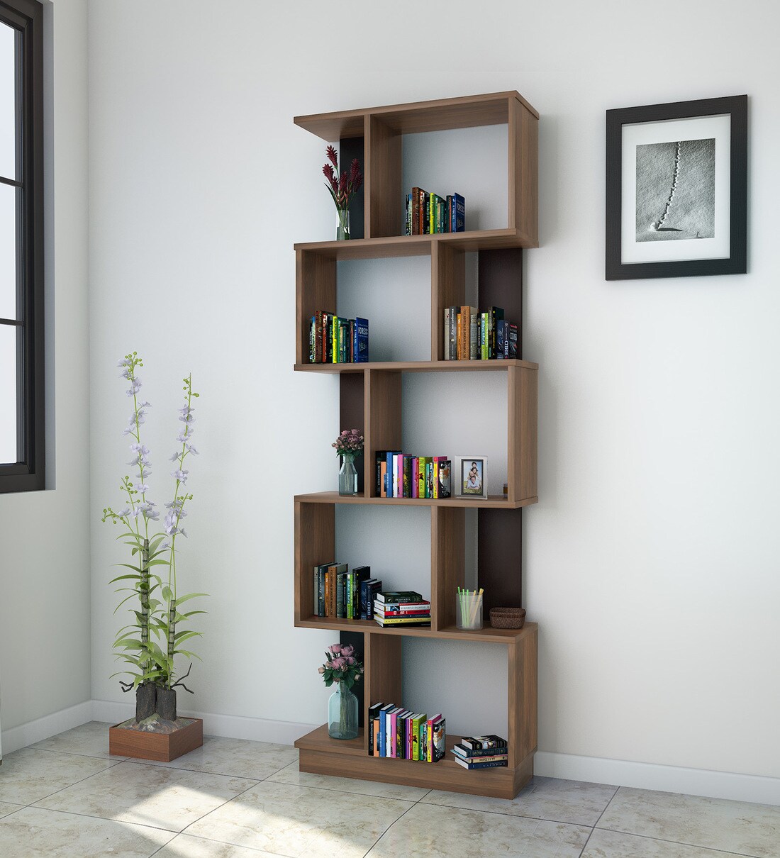 Buy Checkers Book Shelf in Walnut Finish at 50% OFF by @home | Pepperfry
