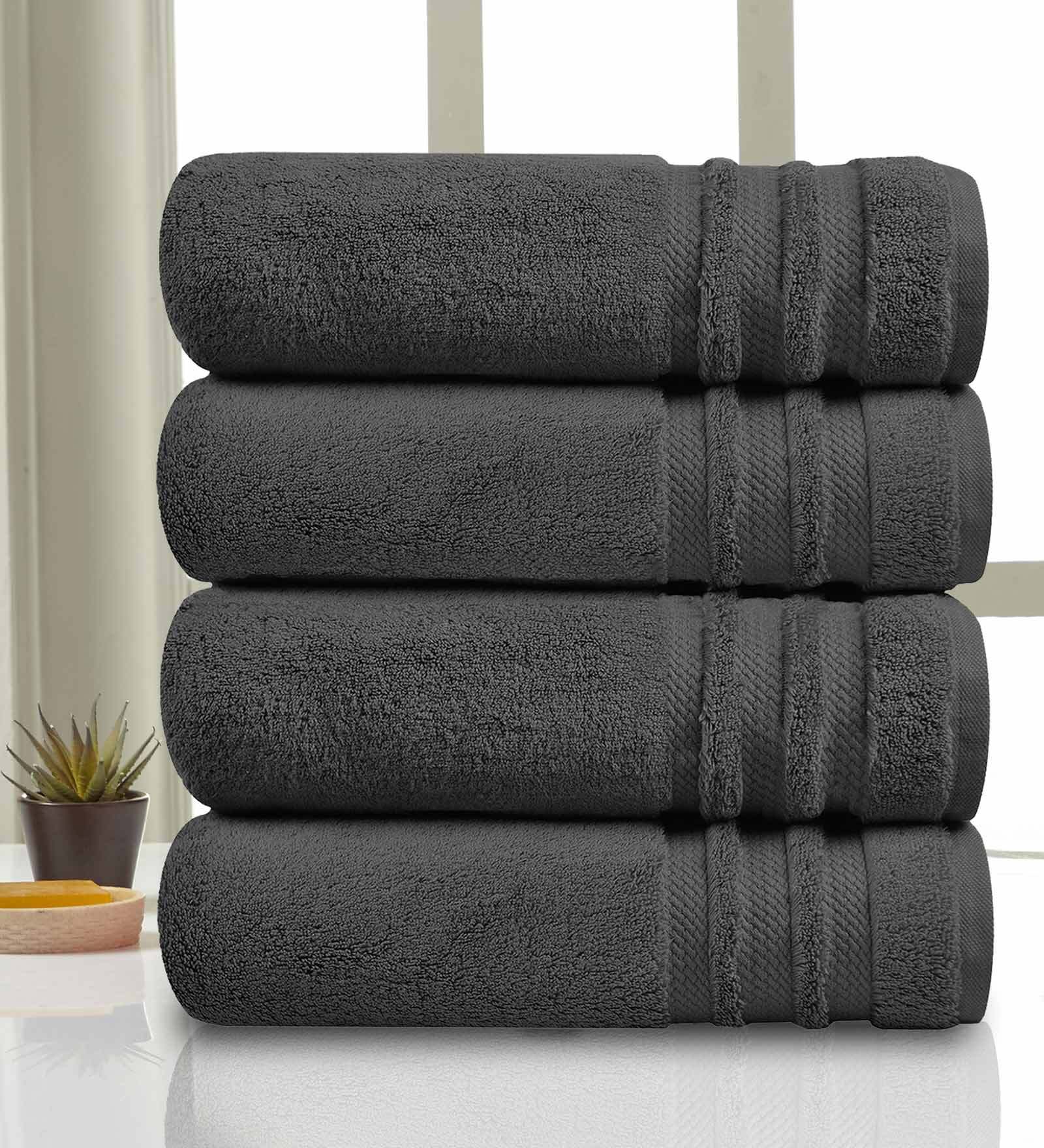 Buy Black Solid 625 GSM Cotton Bath Towels (Set of 4) by Trident Online ...