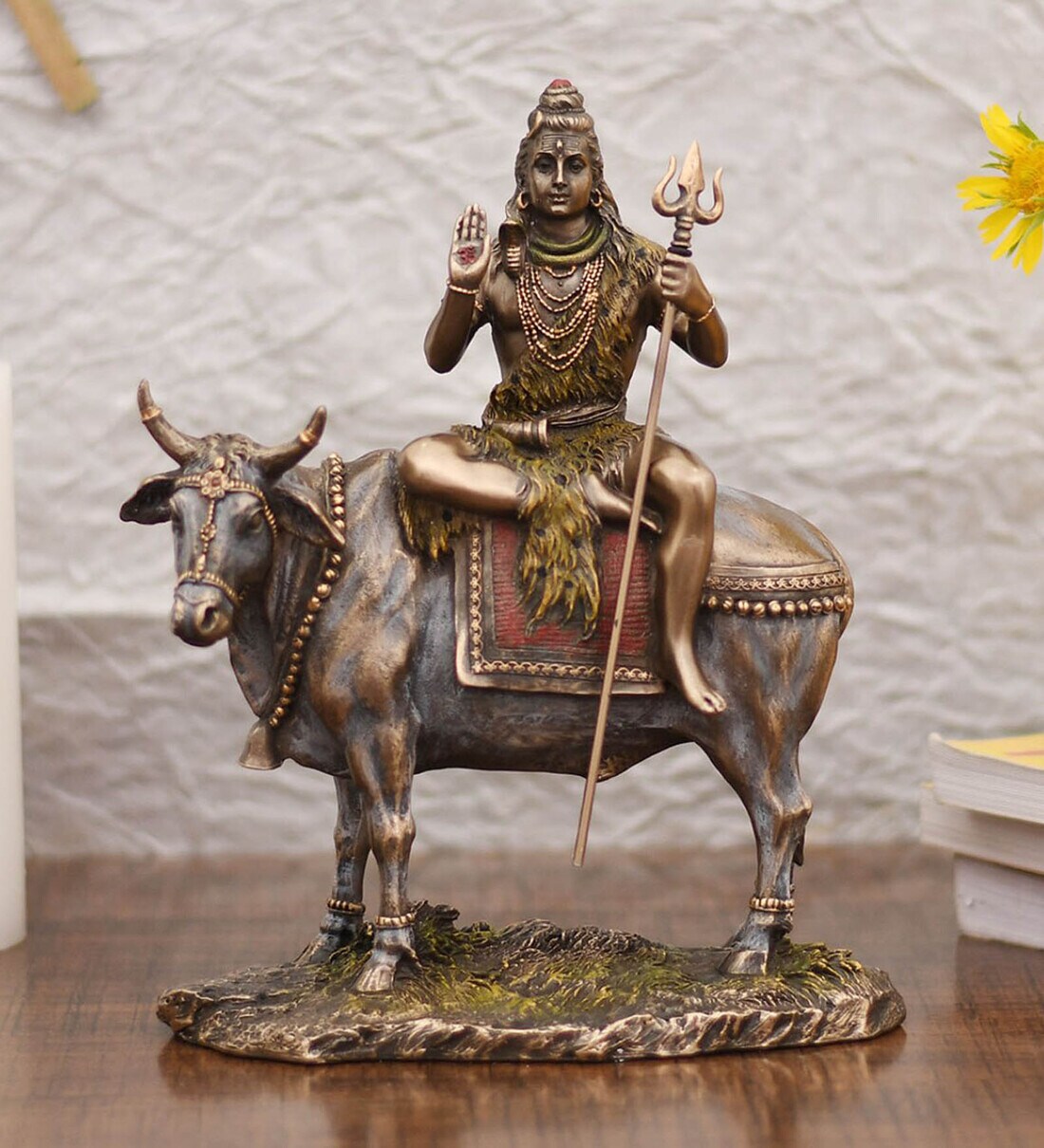 Buy Cold Cast Bronze 10 Inch God Shiva Sitting On Nandi Idol By ...