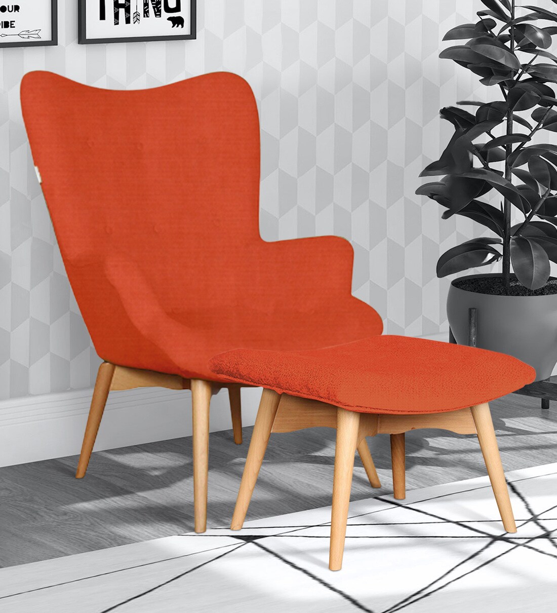 Buy Contour Lounge Chair With Footstool In Rust Colour at 25% OFF by ...