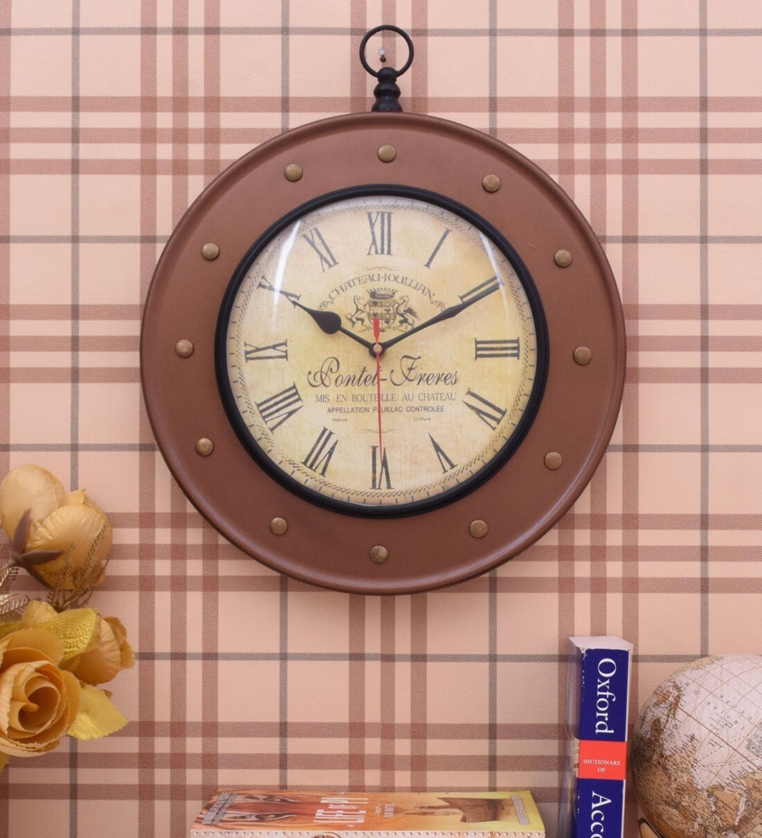 Buy Copper Engineered Wood analog Wall Clock by Home Sparkle Online ...