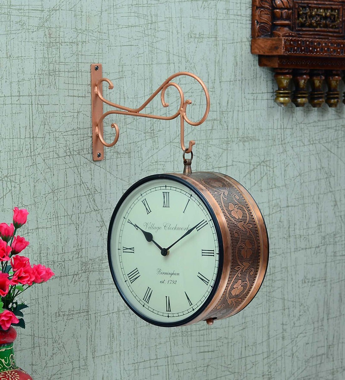 Buy Copper Metal Railway Clock at 35% OFF by Craft Tree | Pepperfry